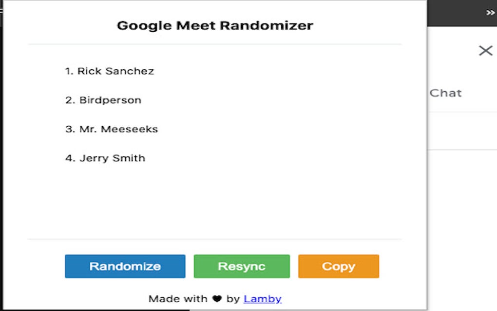 Google Meet Randomizer for Google Chrome - Extension Download