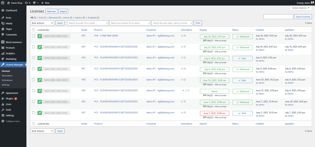 Digital License Manager para WordPress - Descargar