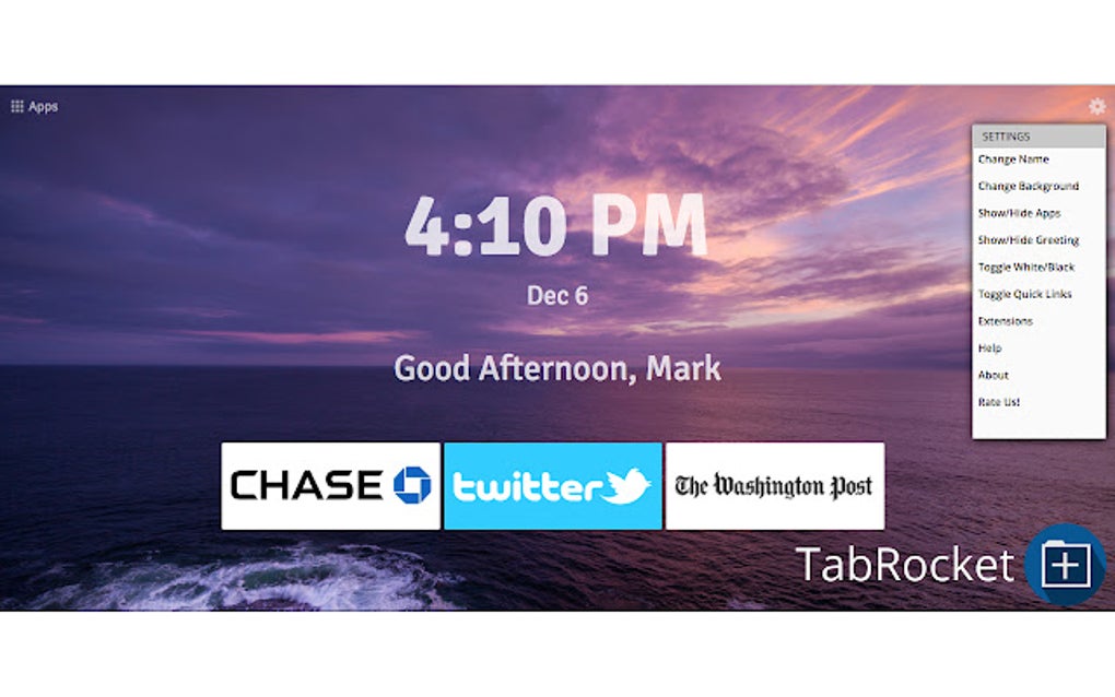TabRocket New Tab Page for Google Chrome - Extension Download