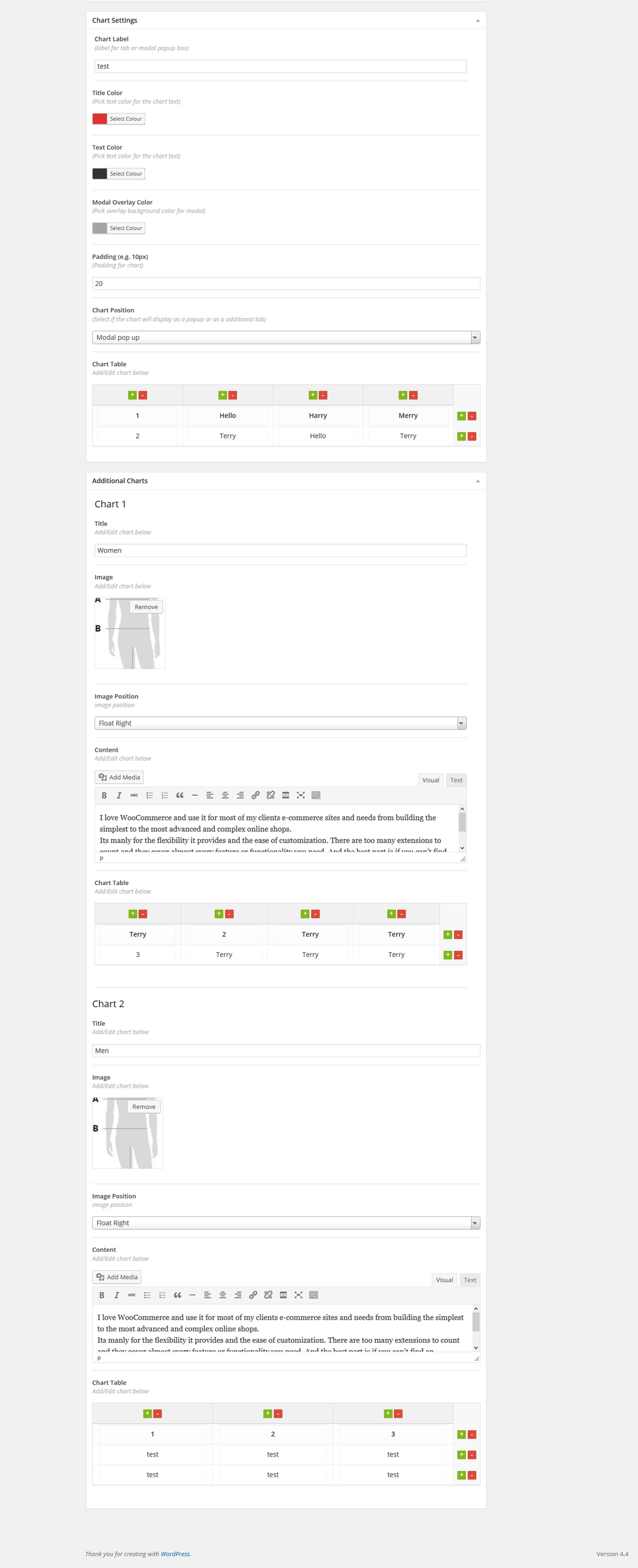 Product Size Chart for Woocommerce para WordPress - Descargar