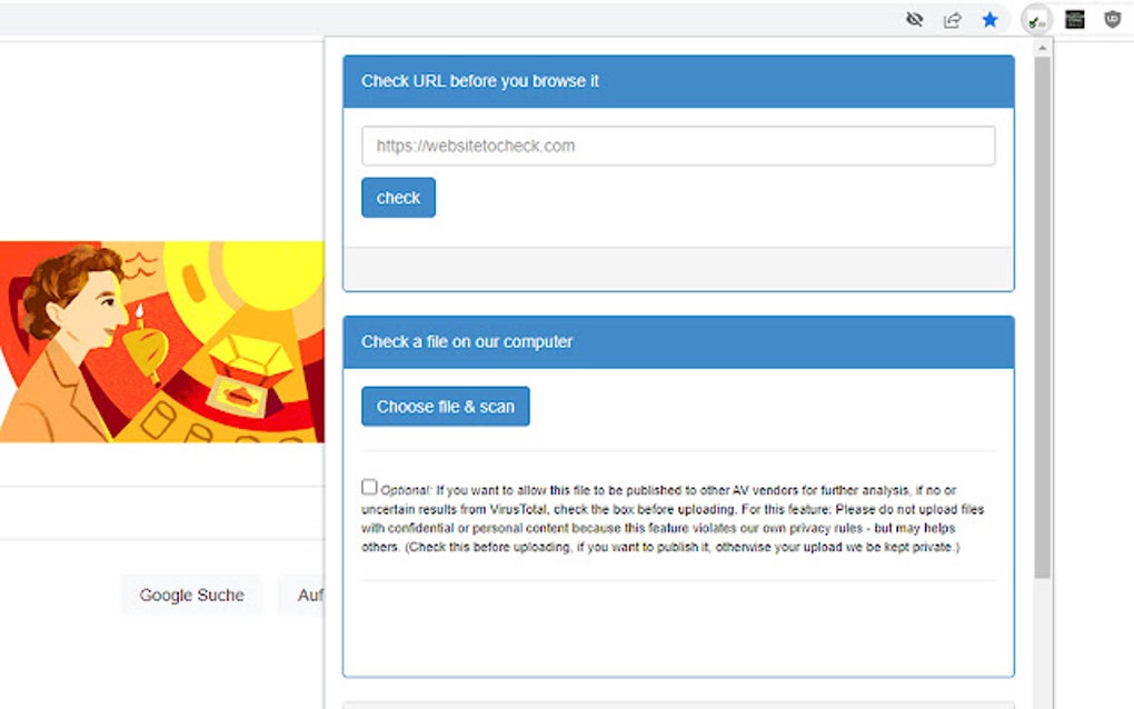 ipty.de/av - Virus/Malware Link/File Checker for Google Chrome - Extension Download
