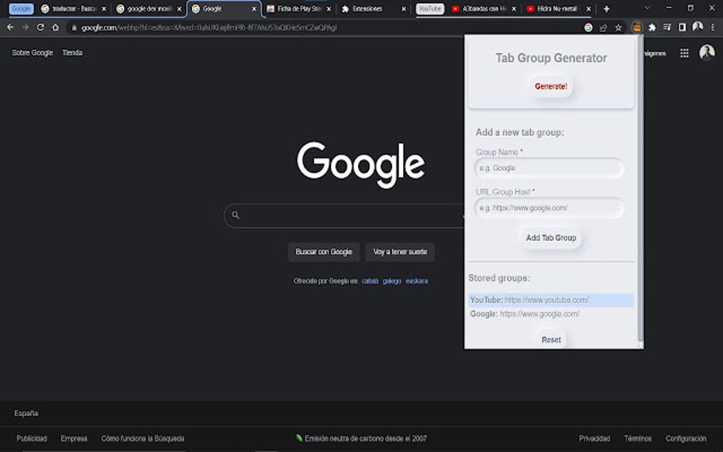 Tab Group Generator para Google Chrome - Extensión Descargar