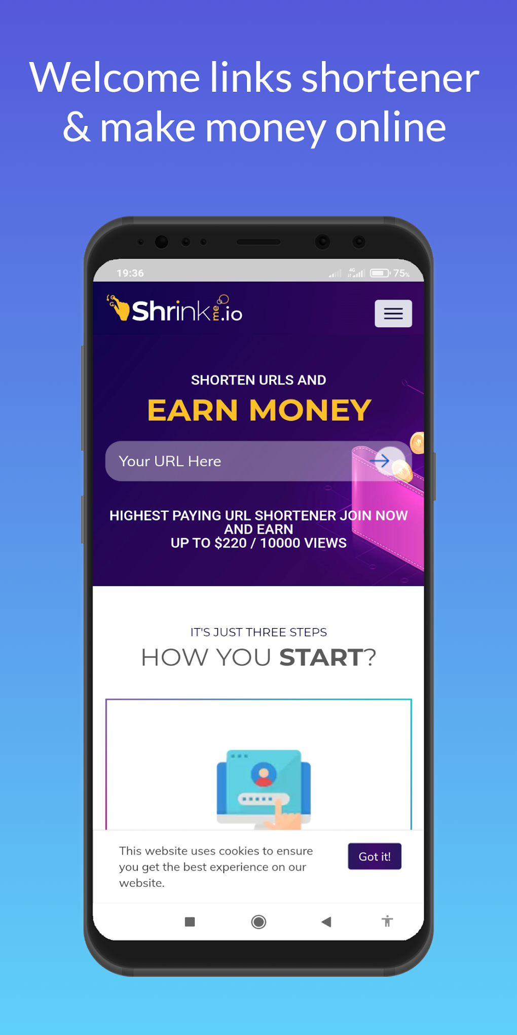 shrinkme - earn money para Android - Descargar