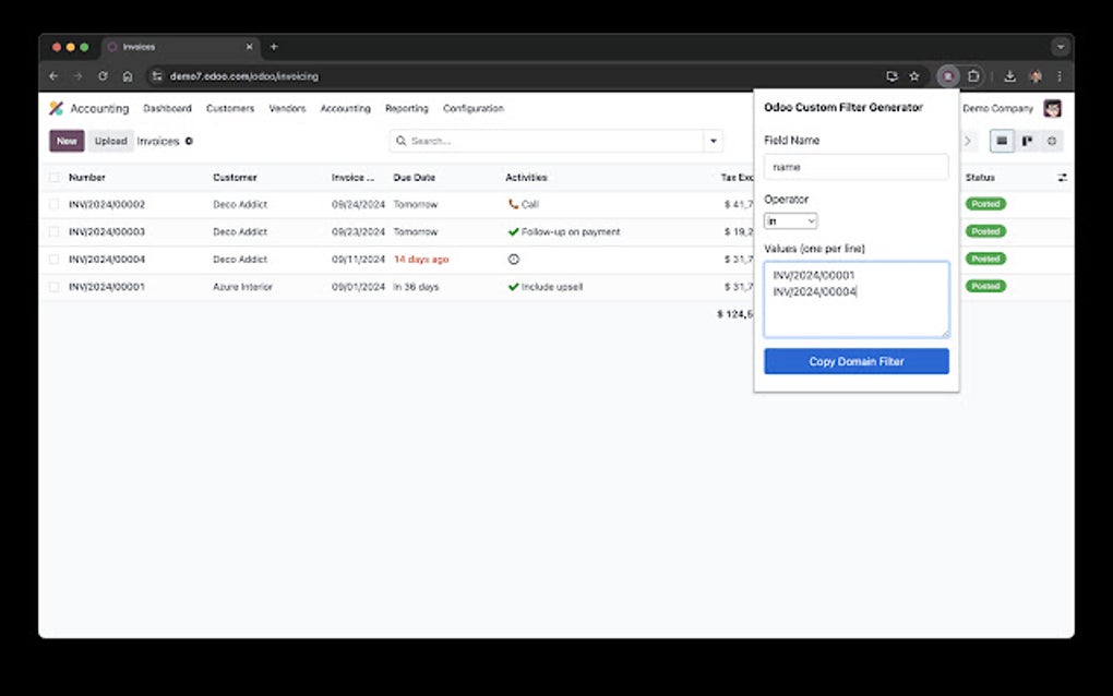 Odoo - Filter Generator for Google Chrome - Extension Download