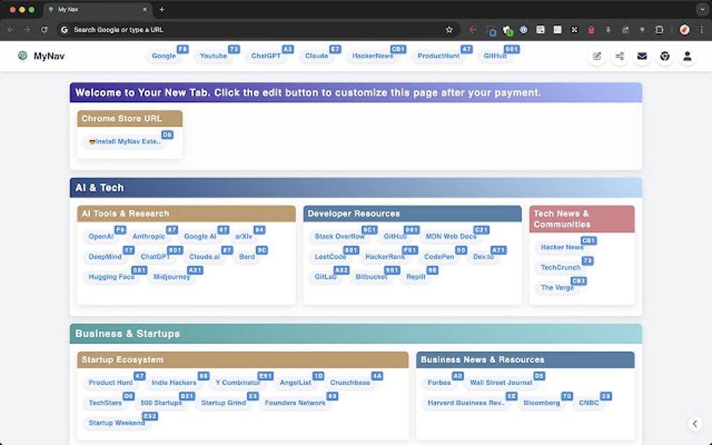 My Nav สำหรับ Google Chrome - ส่วนขยาย ดาวน์โหลด