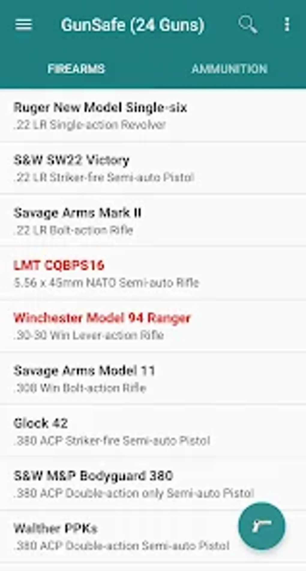 GunSafe: Gun Ammo Database for Android - Download