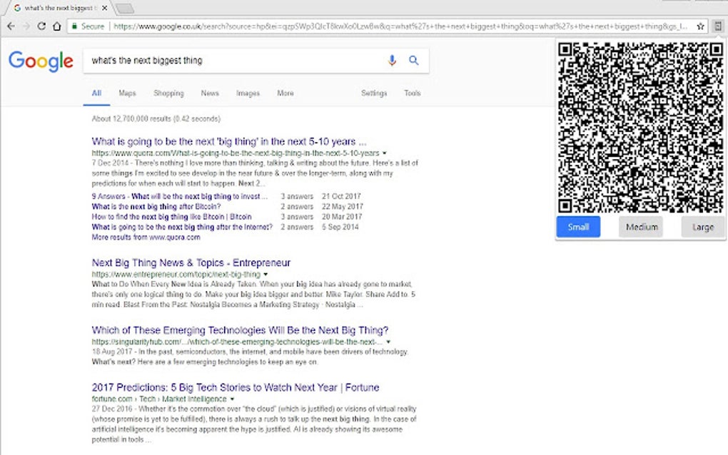 Website to QR code for Google Chrome - Extension Download
