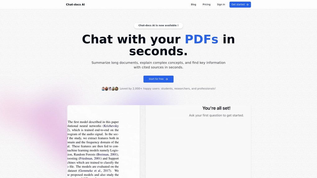 Chat-docs AI สำหรับ AI สร้าง & ตัดต่อข้อความ: รีวิว, คุณสมบัติและการใช้งาน
