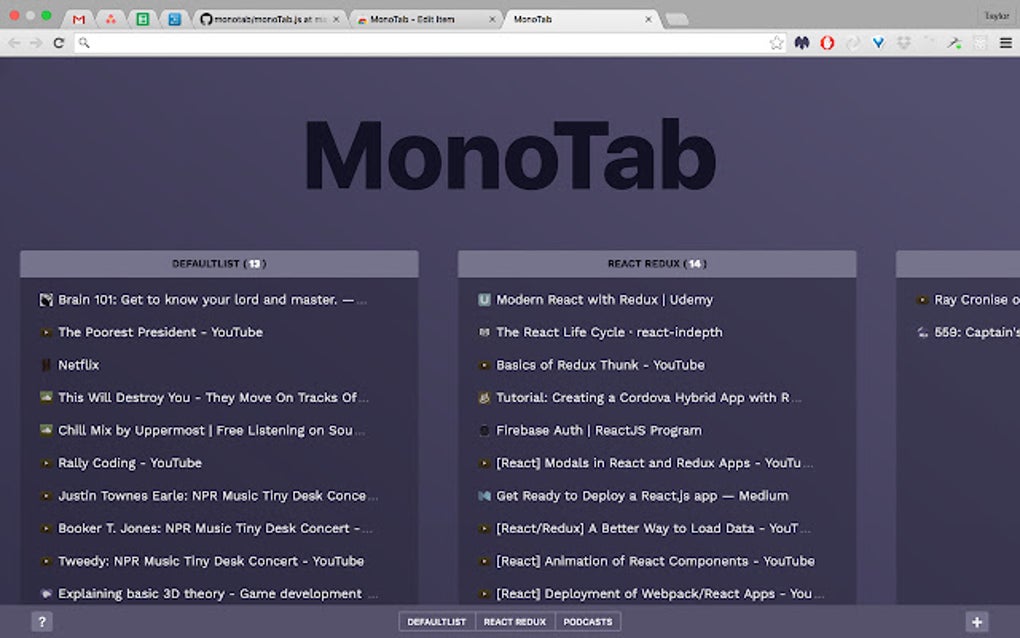 MonoTab Google Chrome için - Eklenti İndir