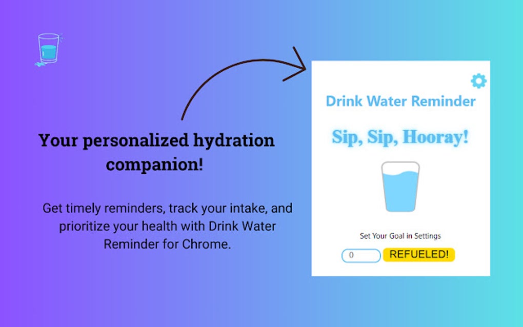 Drink Water Reminder pour Google Chrome - Extension Télécharger