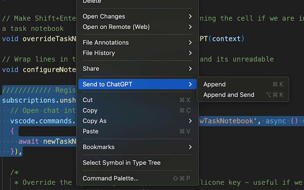 Send code to ChatGPT from VSCode para Google Chrome - Extensión Descargar