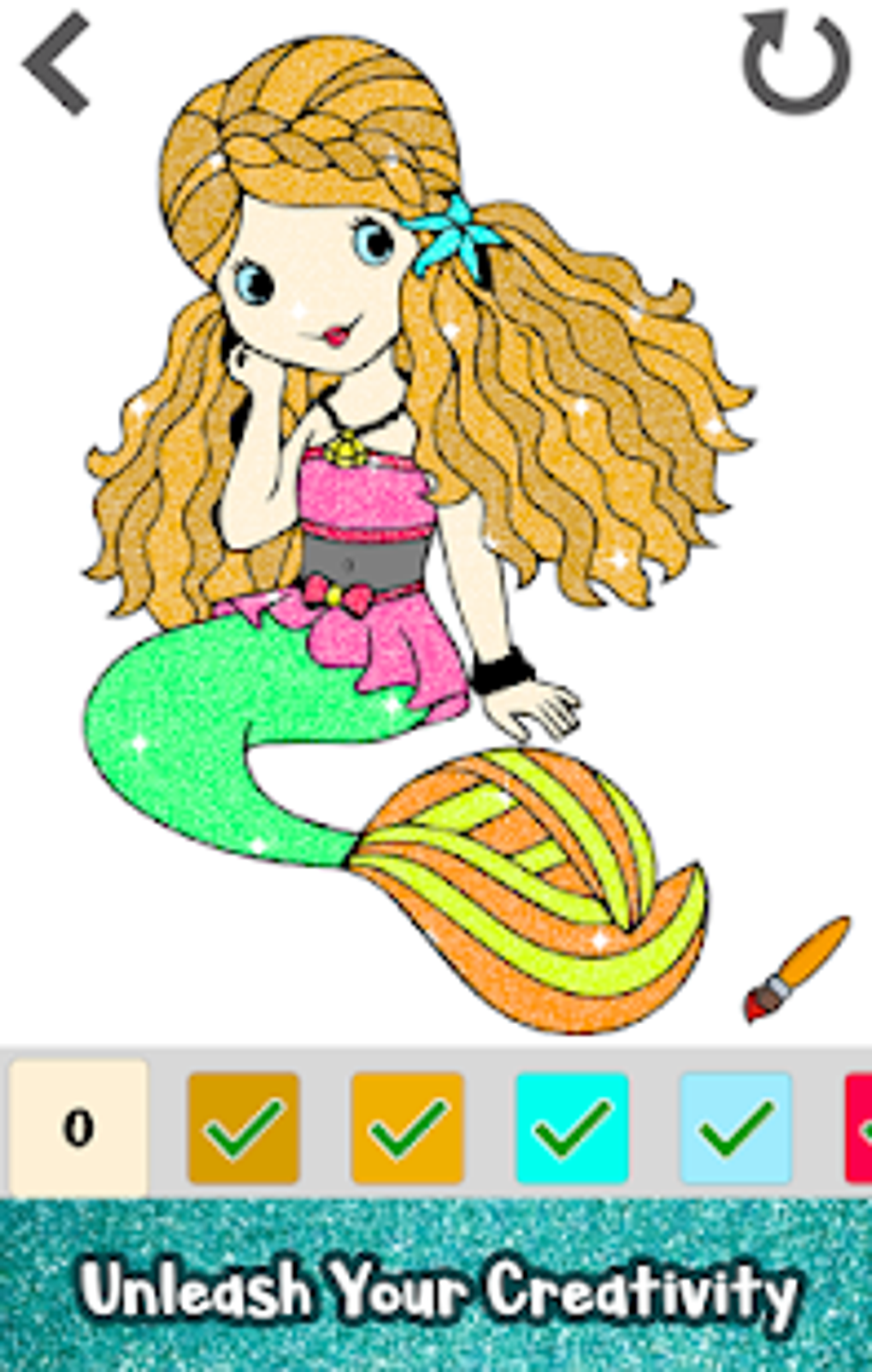 Mermaid Color by Number Book:GlitterCrayon Paint pour Android - Télécharger