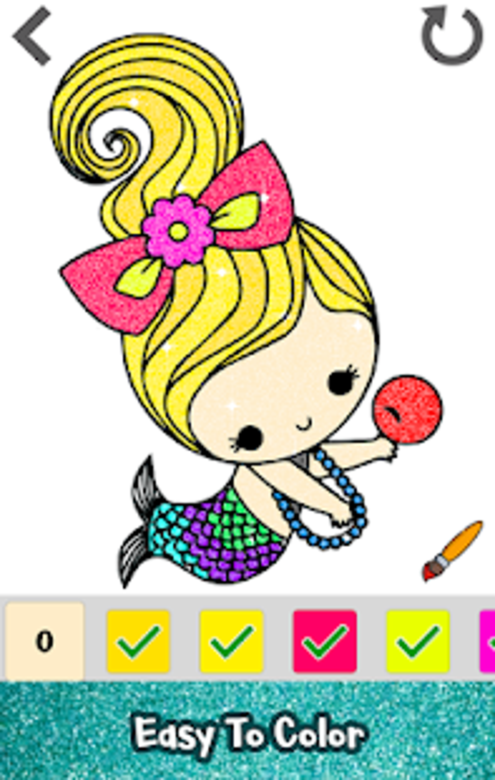 Mermaid Color by Number Book:GlitterCrayon Paint для Android — Скачать