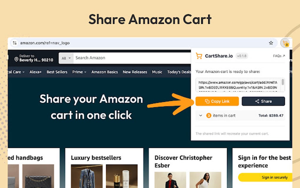 Amazon Cart Share - CartShare.io para Google Chrome - Extensión Descargar