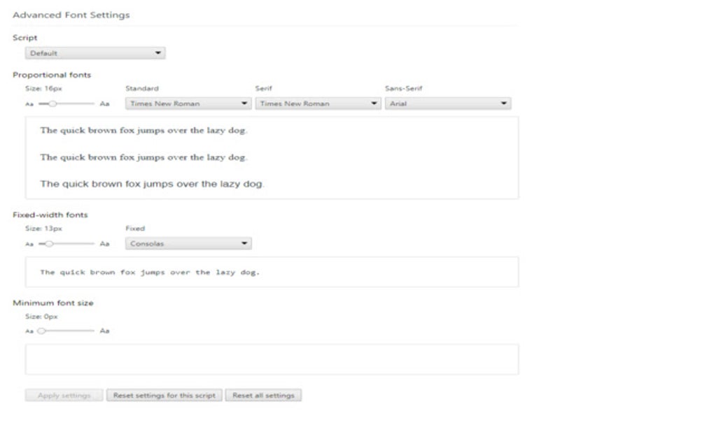 Advanced Font Settings para Google Chrome - Extensión Descargar