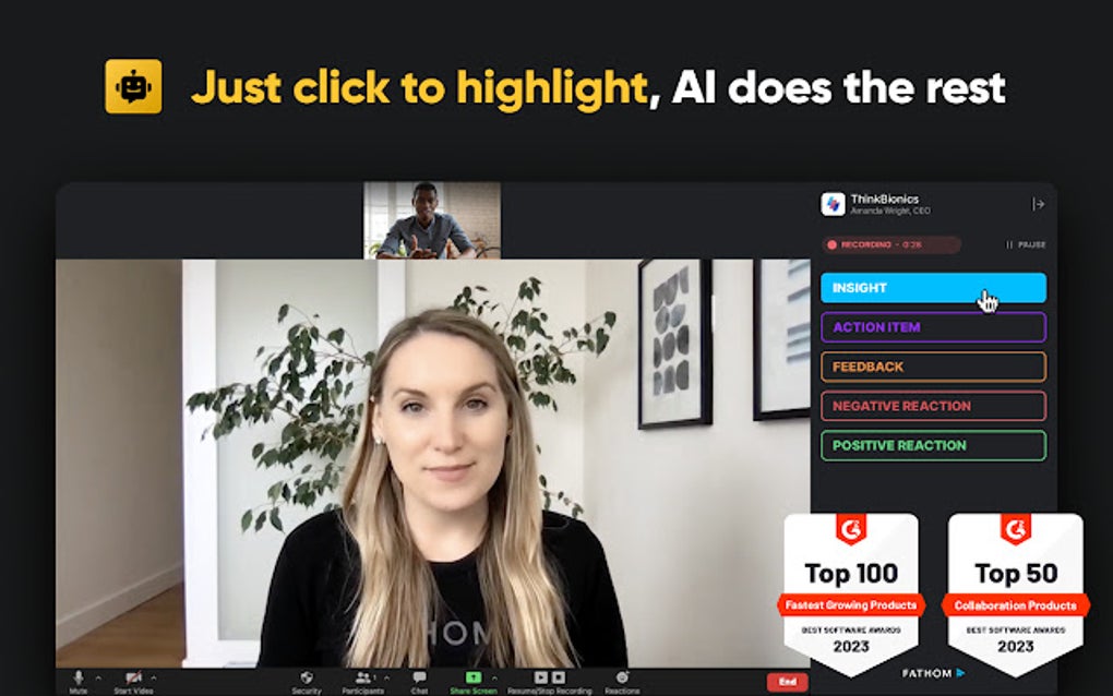 Fathom AI Notetaker for Google Meet Google Chrome için - Eklenti İndir