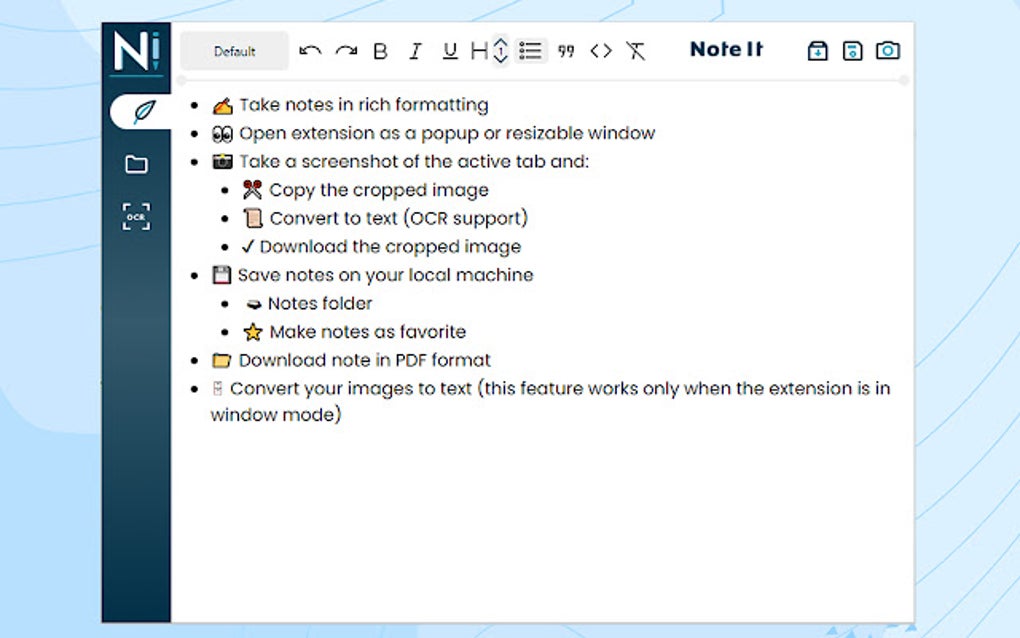 Note It - Notes & OCR Google Chrome 용 - 확장 프로그램 다운로드