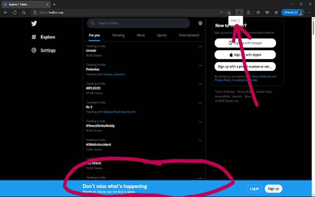 Toggle Twitter Login Banner para Google Chrome - Extensión Descargar