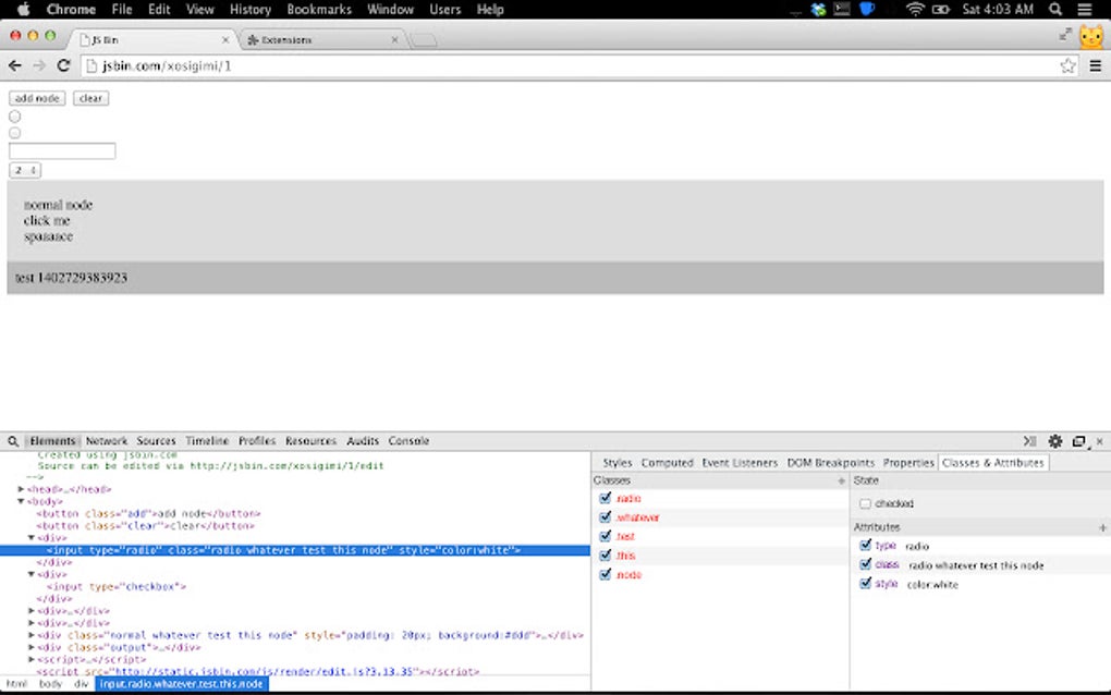 DevTools Classes & Atributes panel para Google Chrome - Extensión Descargar