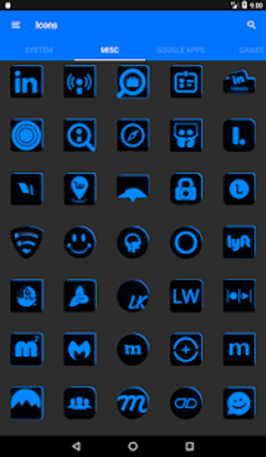 Flat Black and Blue Icon Pack Free for Android - Download