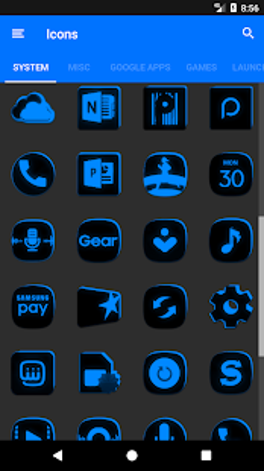Flat Black and Blue Icon Pack Free for Android - Download