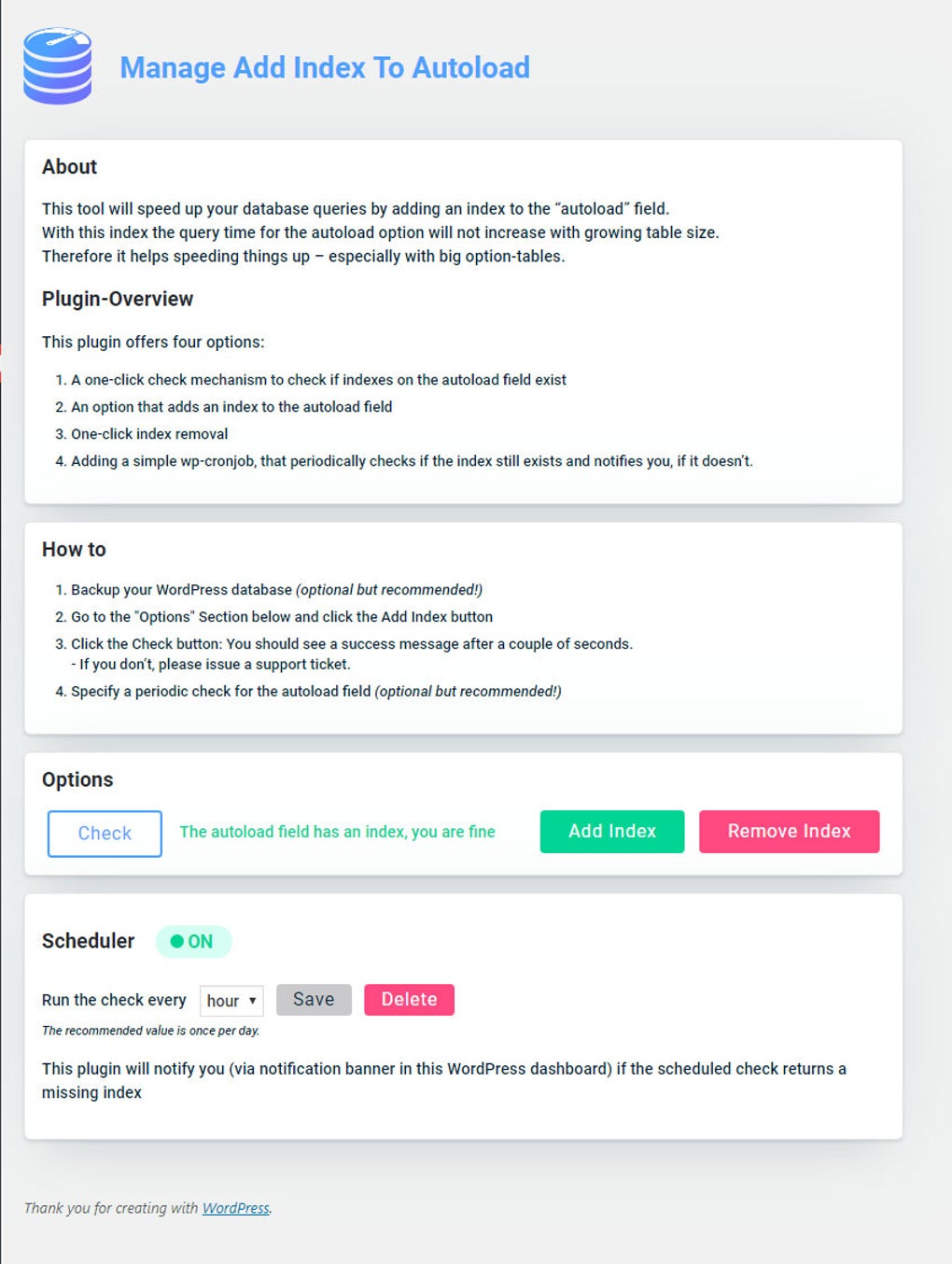 Add Index To Autoload para WordPress - Descargar