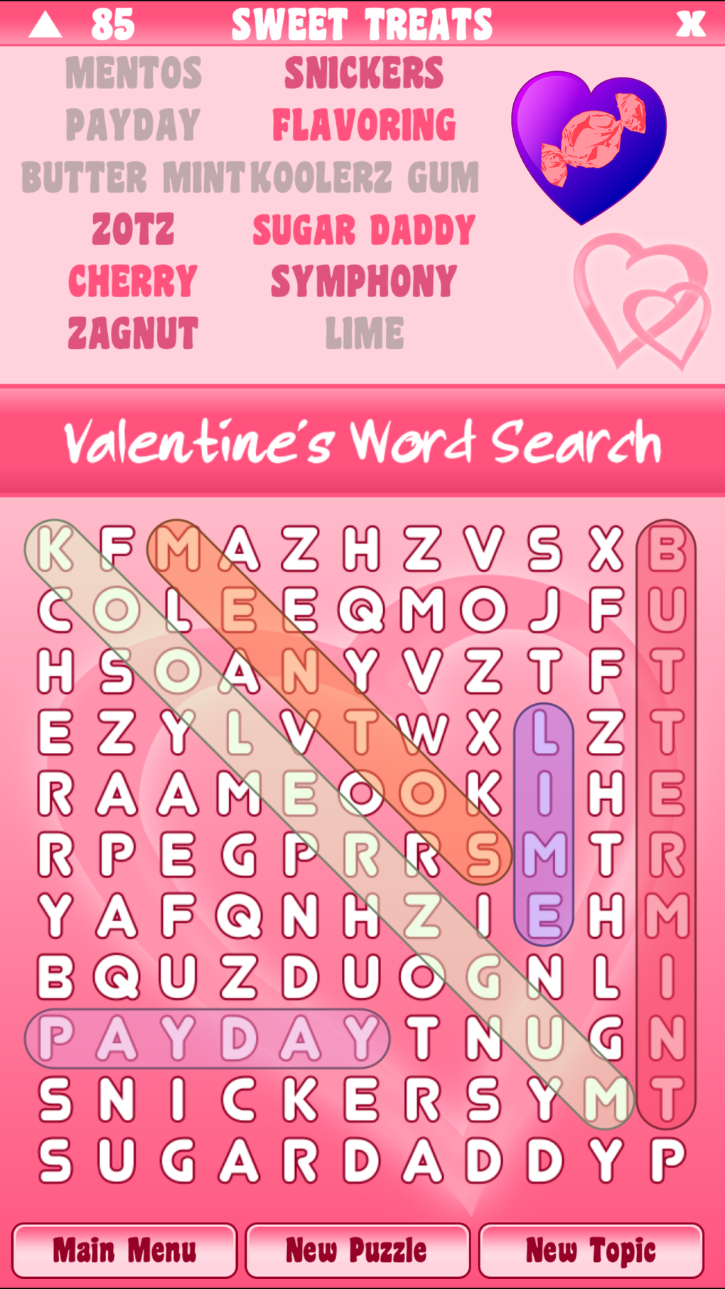 IPhone Valentines Day Word Search 