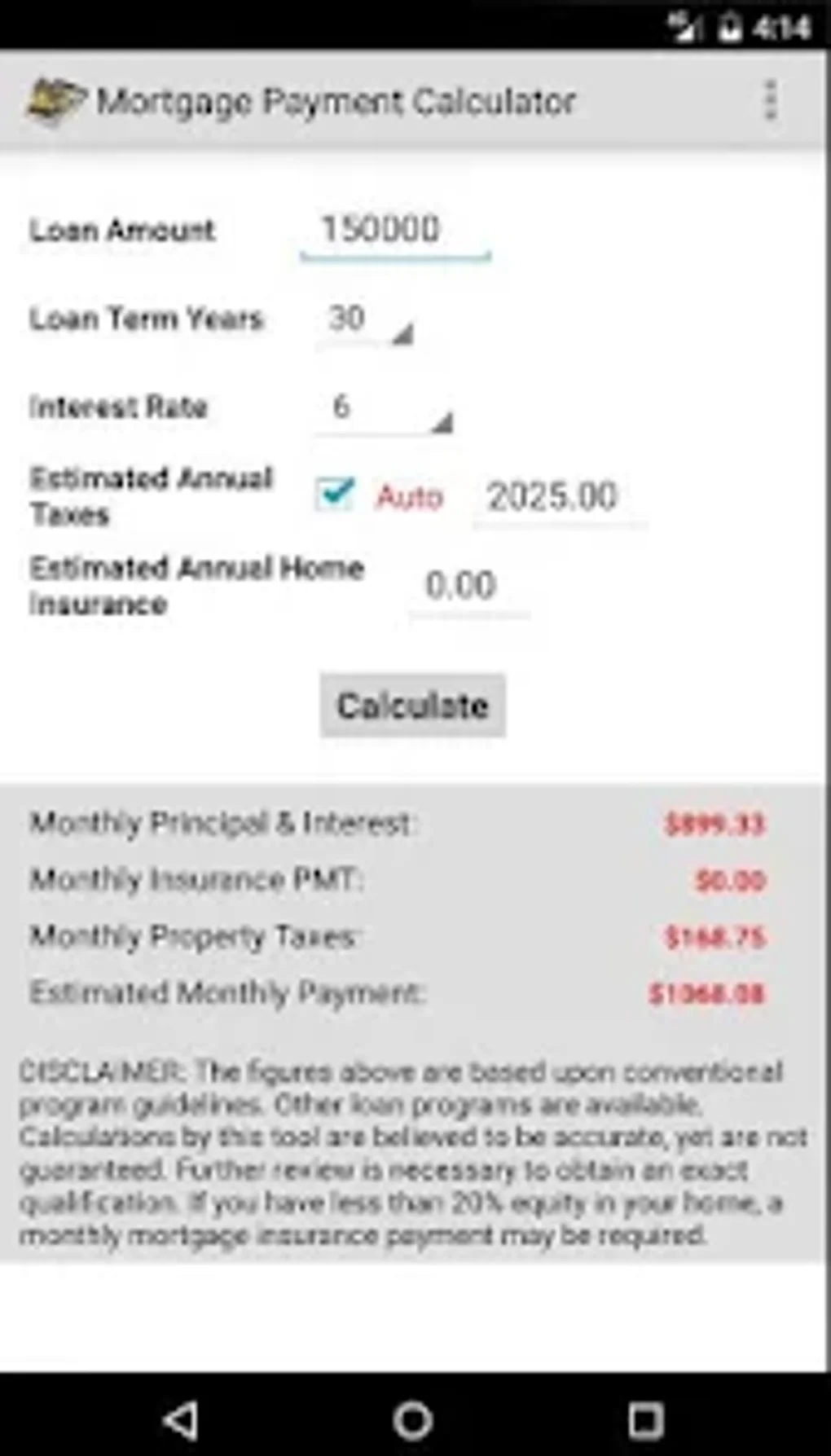 Simple Mortgage Calculator for Android - Download