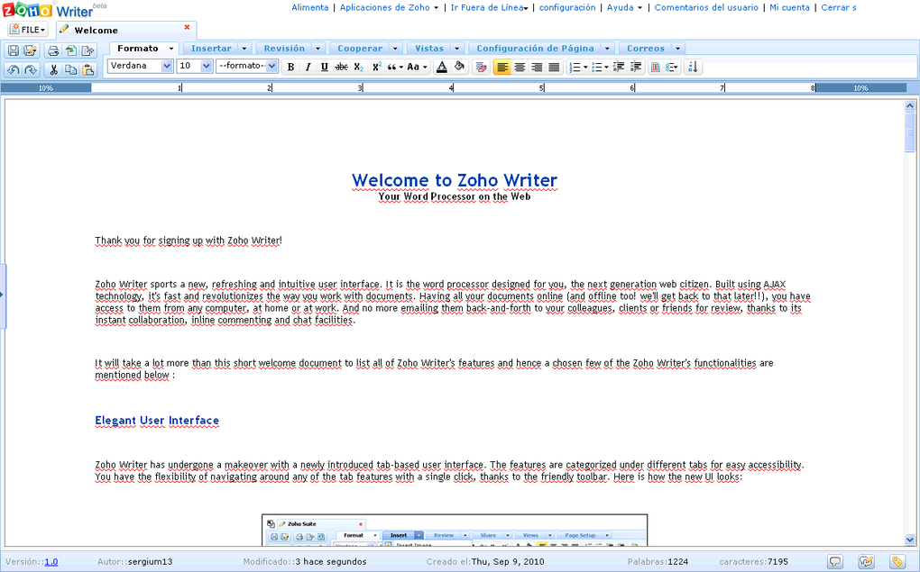 Zoho Writer Online