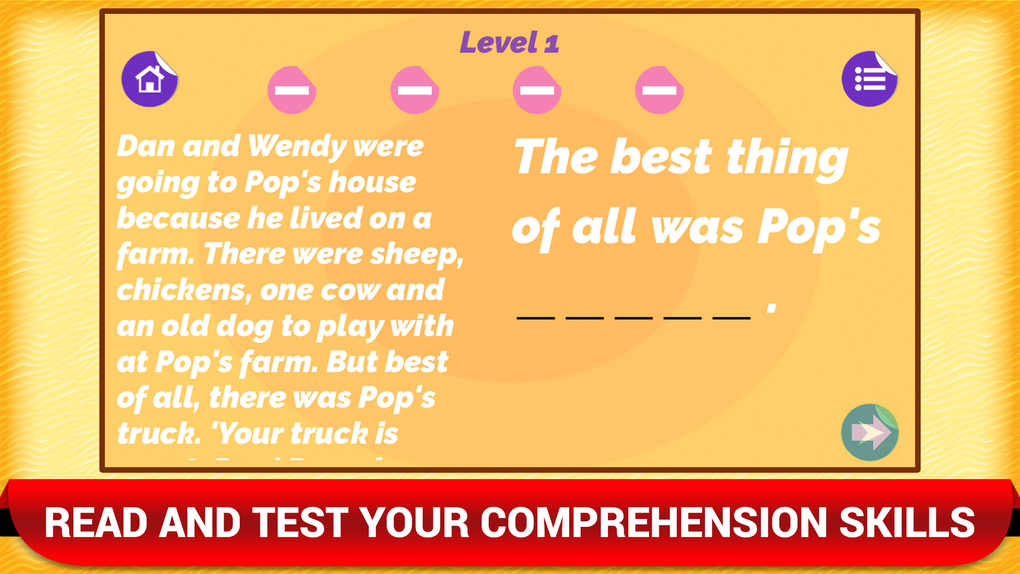 Reading Comprehension Fun Game For IPhone Download