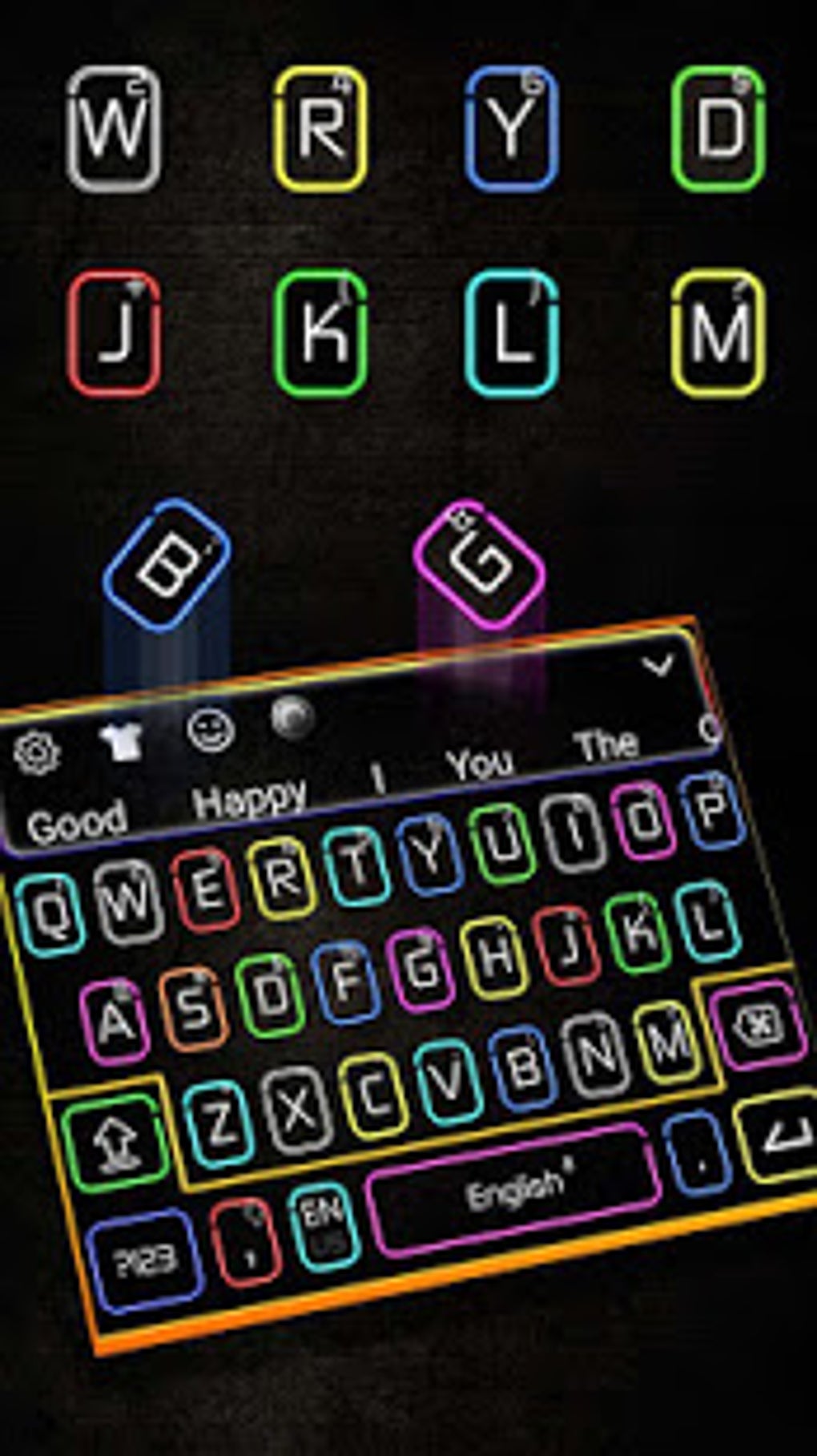 Android için Neon Lights Sparkle Keyboard Theme - İndir