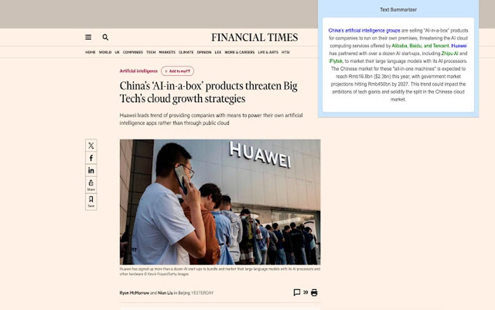 Text Summarizer Google Chrome 용 - 확장 프로그램 다운로드