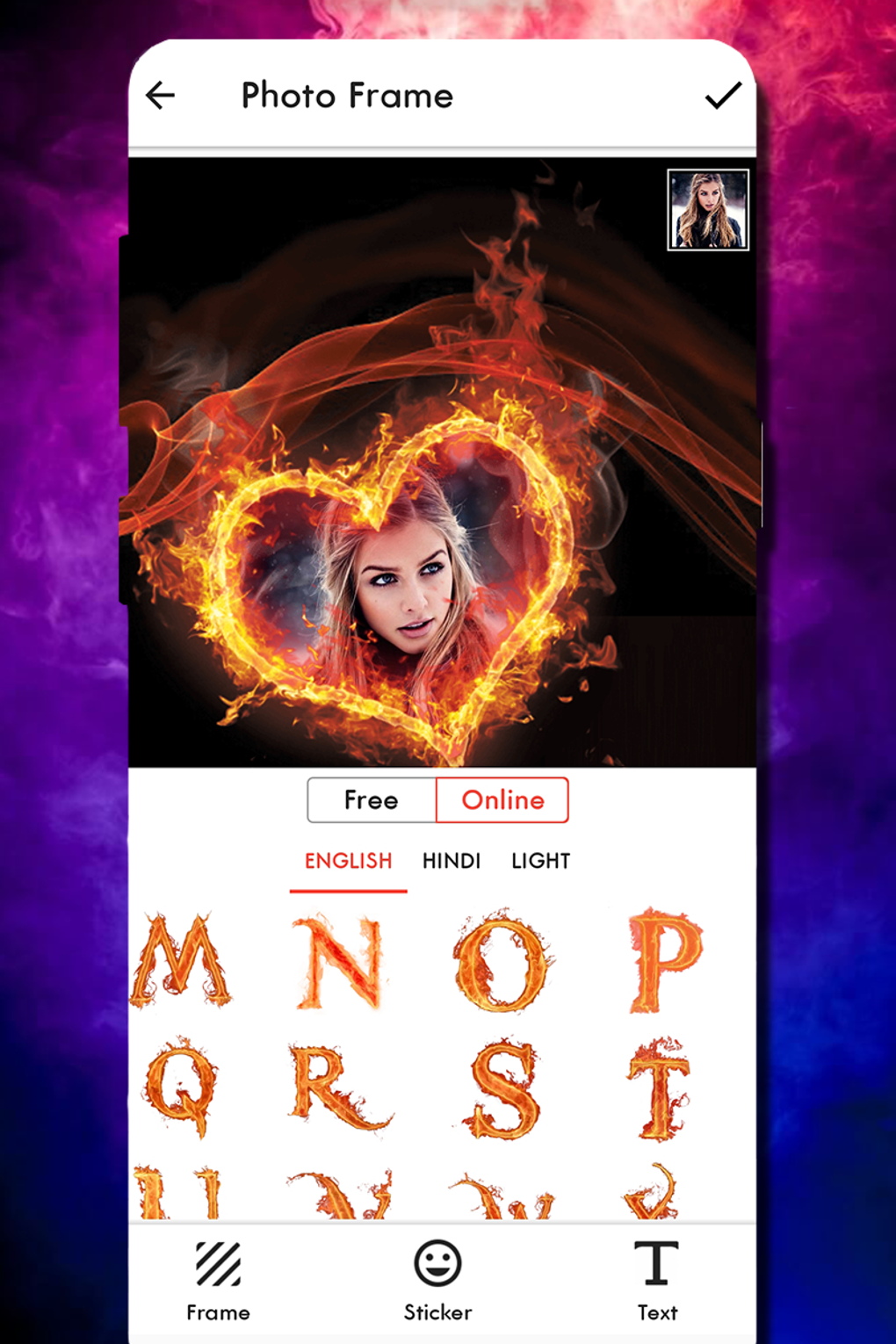 Fire Text Photo Frame for Android - Download