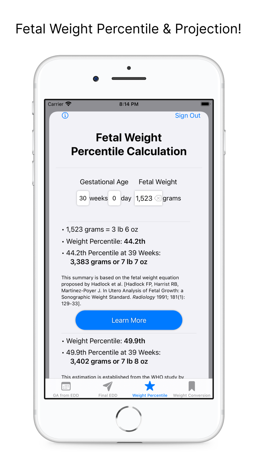 iPhone için Fetal Growth Projection - İndir