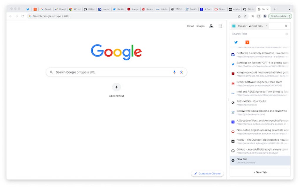 Thready - Vertical Tabs für Google Chrome - Erweiterung Download