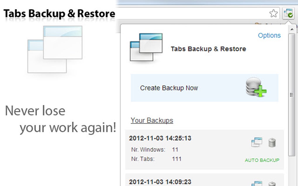 vapier tabs backup for Google Chrome - Extension Download