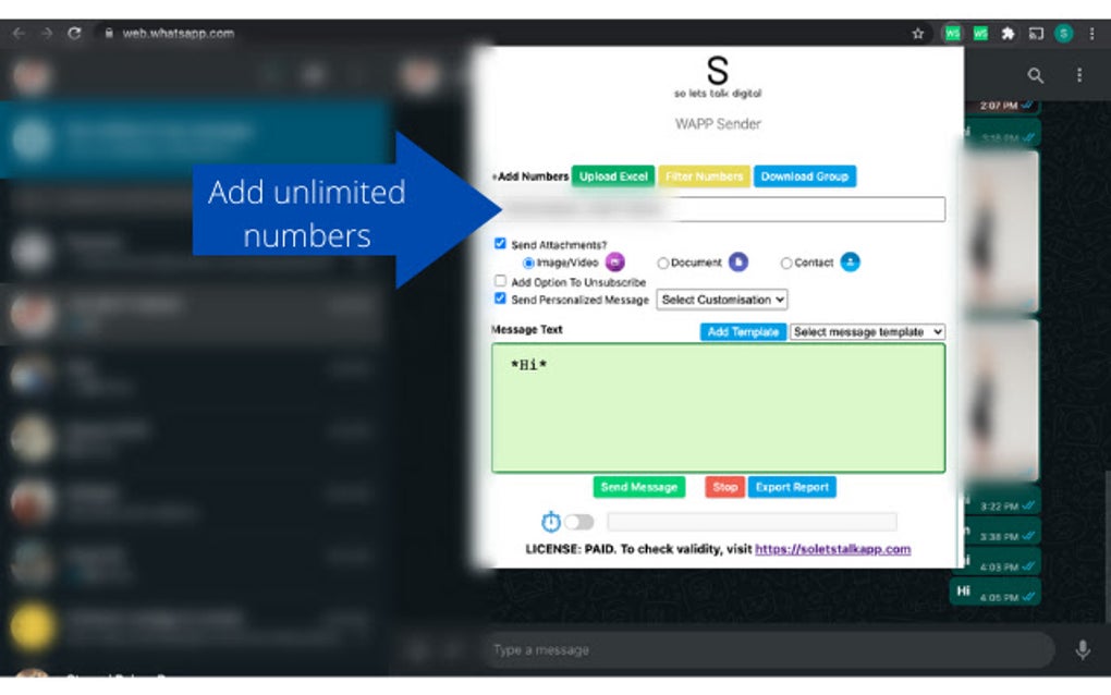 WA Sender Free Bulk Messaging para Google Chrome - Extensión Descargar