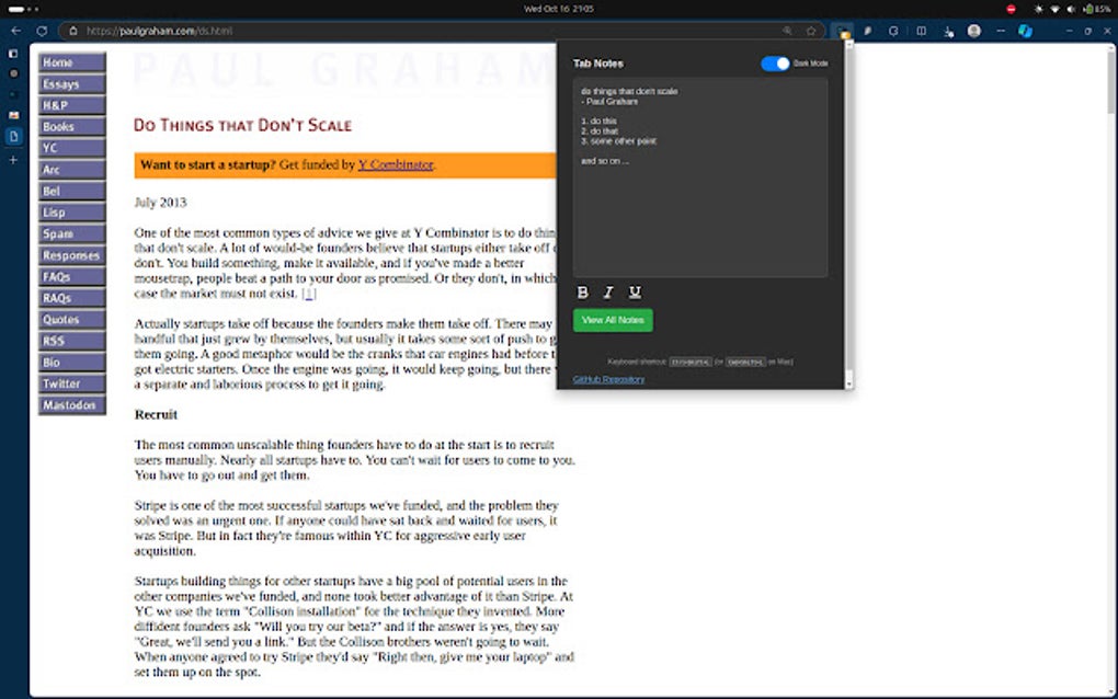 Tab Notes สำหรับ Google Chrome - ส่วนขยาย ดาวน์โหลด