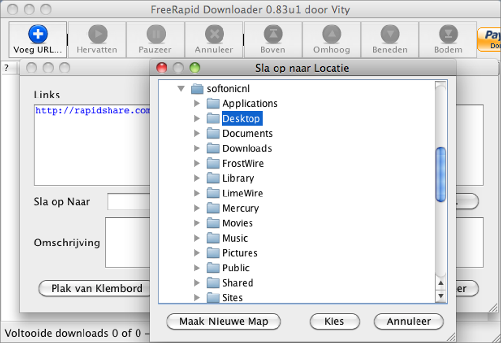 FreeRapid Downloader voor Mac - Download