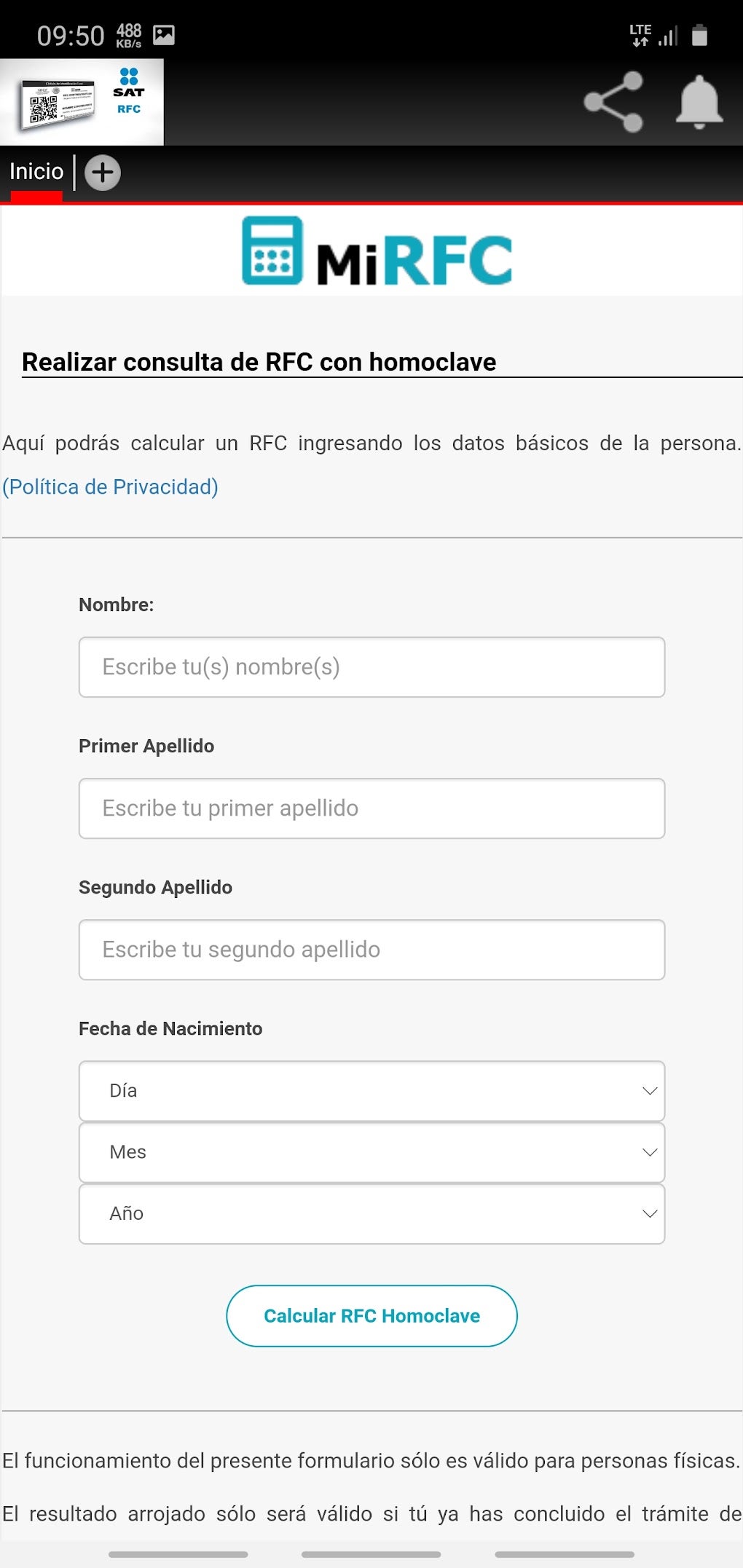 RFC con Homoclave para Android - Descargar