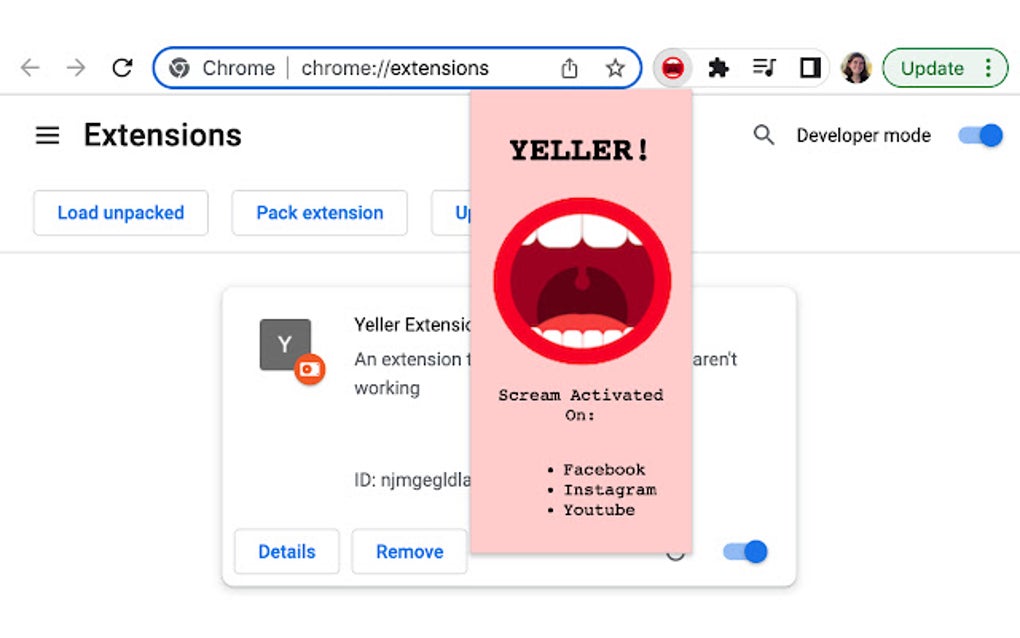 Yeller Extension para Google Chrome - Extensión Descargar