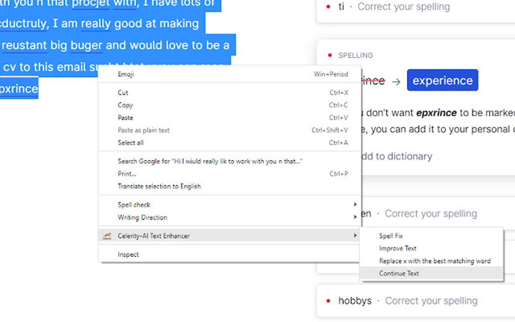 Celerity-AI Text Enhancer pour Google Chrome - Extension Télécharger
