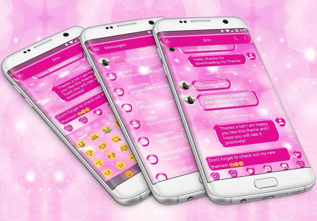 Android 용 SMS Messages Sparkling Pink 2 APK - 다운로드