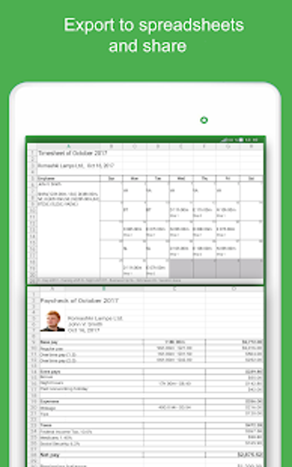 Green Timesheet - shift work log and payroll app для Android — Скачать