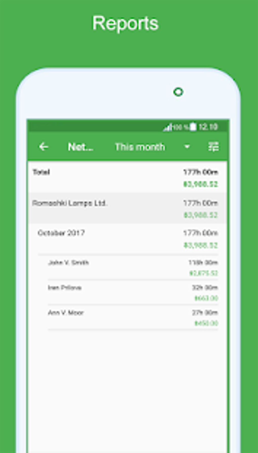 Green Timesheet - shift work log and payroll app для Android — Скачать