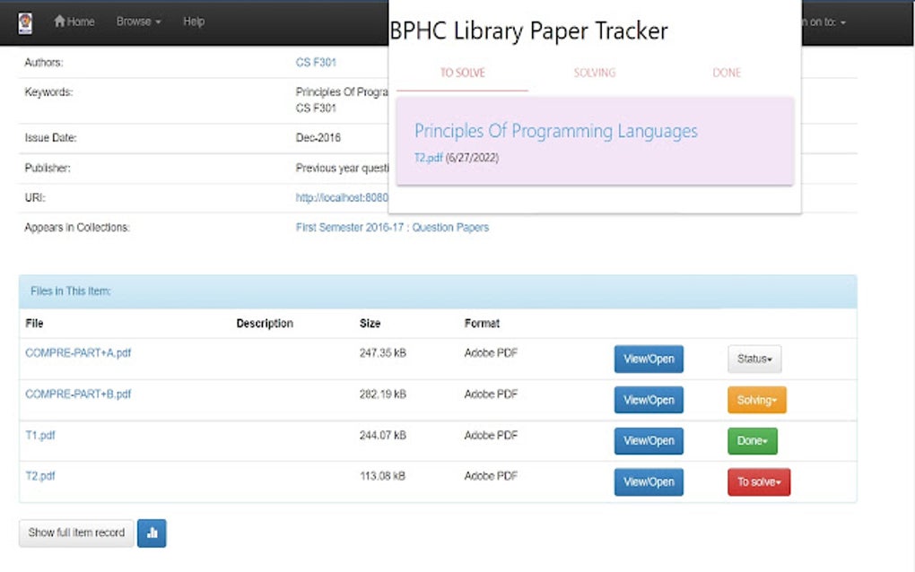 BPHC Library Paper Tracker for Google Chrome - Extension Download