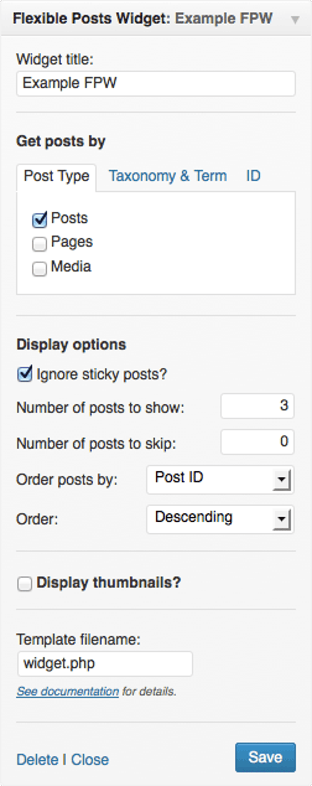 Flexible Posts Widget para WordPress - Descargar