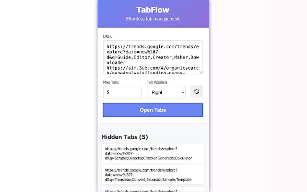 TabFlow cho Google Chrome - Tiện ích mở rộng Tải về