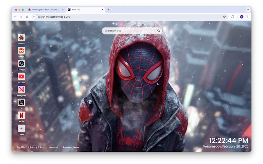 Ender Miles Morales Snow Time Live Spiderman Wallpaper for Google Chrome - 拡張機能 無料・ダウンロード