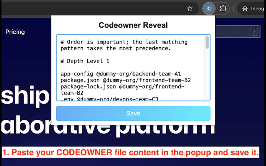 Codeowner Reveal pour Google Chrome - Extension Télécharger